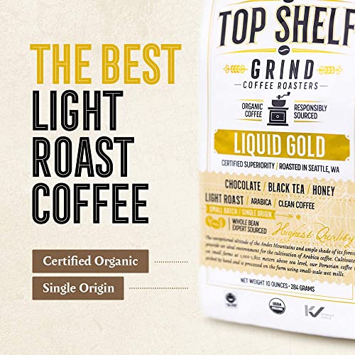 Organic Light Roast Whole Bean Coffee, The Best Espresso Beans from Peru - Fair Trade, Single Origin Mycotoxin & Mold Free Fresh Peruvian Purity | Super Healthy Arabica for Peak Performance - Low Acid