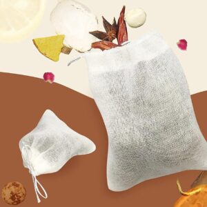 GIYOMI 20 Pcs Muslin Drawstring Bags,Natural Unbleached Cotton Straining Herbs Cheesecloth Bags, Coffee Tea Brew Bags, Soup Gravy Broth Stew Bags, Bone Broth Brew Bags,Spice Bags, 4 x 3 Inches