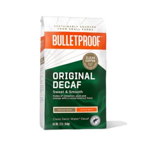 the original whole bean decaf coffee, medium roast, 12 oz, bulletproof keto friendly 100% arabica coffee, certified clean coffee, rainforest alliance, sourced from guatemala, colombia & el salvador