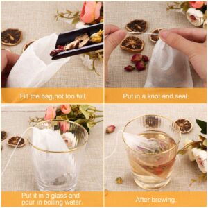 100PCS Tea Filter Bags, Disposable Tea Bags for Loose Leaf Tea, Drawstring Empty Tea Infuser, BetyBedy Tea Steeper, Natural Wood Pulp Paper Material, 1-Cup Capacity（3.15 x 3.94 inch）