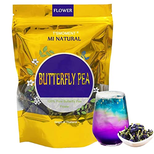 T'SMOMENT Butterfly Pea Flower Tea, Pure Natural Butterfly Pea Tea, Premium Dried Butterfly Pea Flower for Blue & Purple Tea Drinks and Food Coloring, 50g(1.76 Oz.)