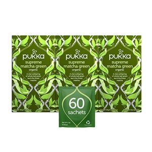 pukka supreme matcha green, organic herbal green tea with oothu, sencha & suio gang, 20 count (pack of 3)