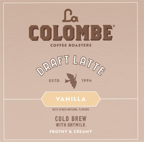 La Colombe Vanilla Draft Latte with Oatmilk - 9 Fl. Oz. 4 Pack - 100% Arabica Brazilian Cold Brew Coffee with Nitrous-Infused Oatmilk, Dairy-Free Vegan Latte, 120mg Natural Caffeine