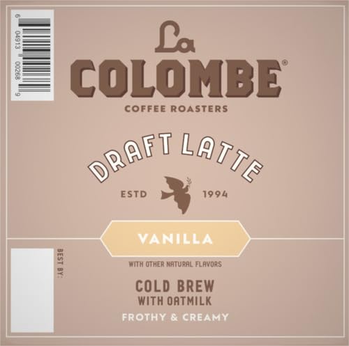 La Colombe Vanilla Draft Latte with Oatmilk - 9 Fl. Oz. 4 Pack - 100% Arabica Brazilian Cold Brew Coffee with Nitrous-Infused Oatmilk, Dairy-Free Vegan Latte, 120mg Natural Caffeine