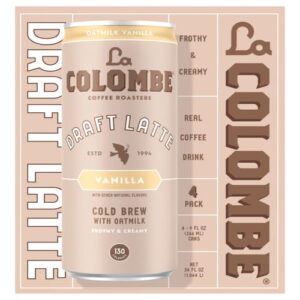 La Colombe Vanilla Draft Latte with Oatmilk - 9 Fl. Oz. 4 Pack - 100% Arabica Brazilian Cold Brew Coffee with Nitrous-Infused Oatmilk, Dairy-Free Vegan Latte, 120mg Natural Caffeine