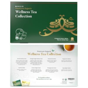 Uncle Lee’s Imperial Organic Tea Gift Set - Wellness Tea Sampler Gift Box with Green Tea, White Tea, Chai Rooibos Tea, and Sleep Tea, Individually Wrapped Tea Bags Variety Pack, 48 Count