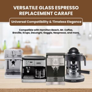 CAFÉ BREW COLLECTION Universal Glass Espresso Replacement Carafe - Medelco Espresso Machine Replacement Carafe - 4 Cup Black Replacement Carafe for Hamilton Beach, Mr.Coffee, Breville