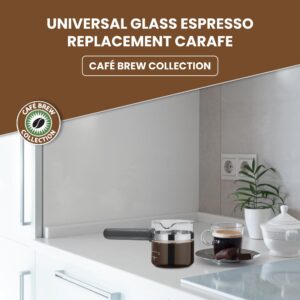 CAFÉ BREW COLLECTION Universal Glass Espresso Replacement Carafe - Medelco Espresso Machine Replacement Carafe - 4 Cup Black Replacement Carafe for Hamilton Beach, Mr.Coffee, Breville