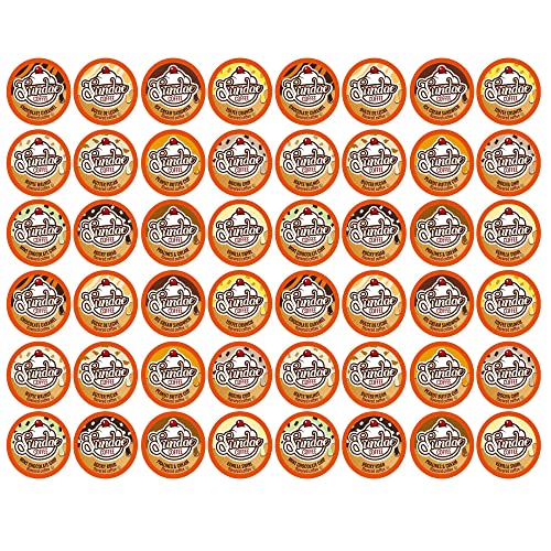 Sundae Ice Cream Flavored Coffee Pods, Compatible with 2.0 Keurig K-Cup Brewer, 48 Count (Assorted Variety Pack)