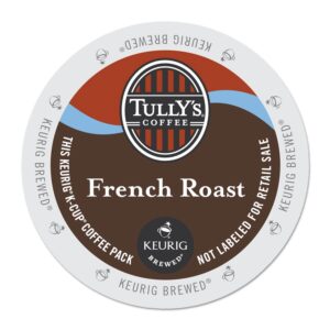 tully's coffee french roast, keurig single-serve k-cup pods, dark roast, 96 count (4 packs of 24)