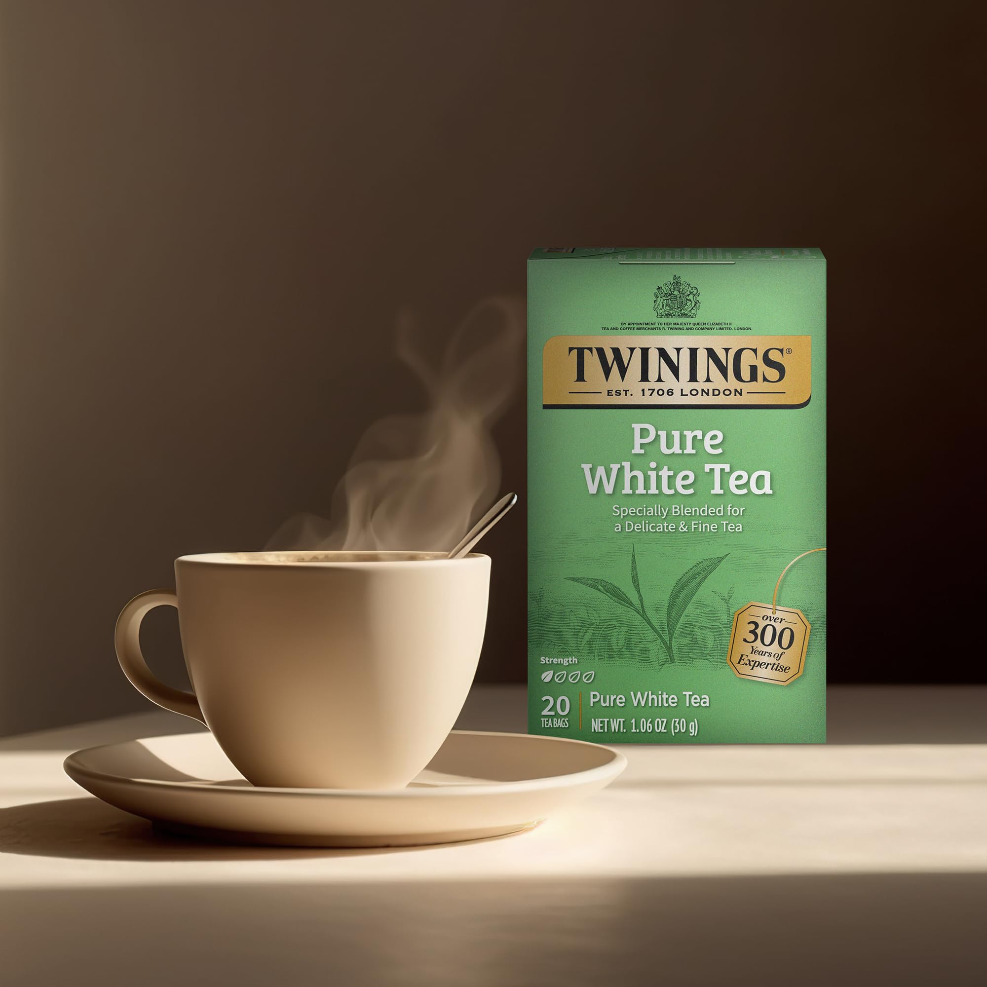 Twinings Pure White Tea Bags - Delicate Caffeinated Tea Made from Fresh White Tea Leaves, Perfect for Hot or Iced Tea, 20 Count (Pack of 2)