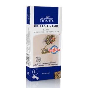 finum disposable paper tea filter bags for loose tea, brown, large, 100 count