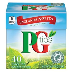 pg tips premium black tea for a classic caffeinated beverage,pyramid black tea bags,40 count (pack of 6)