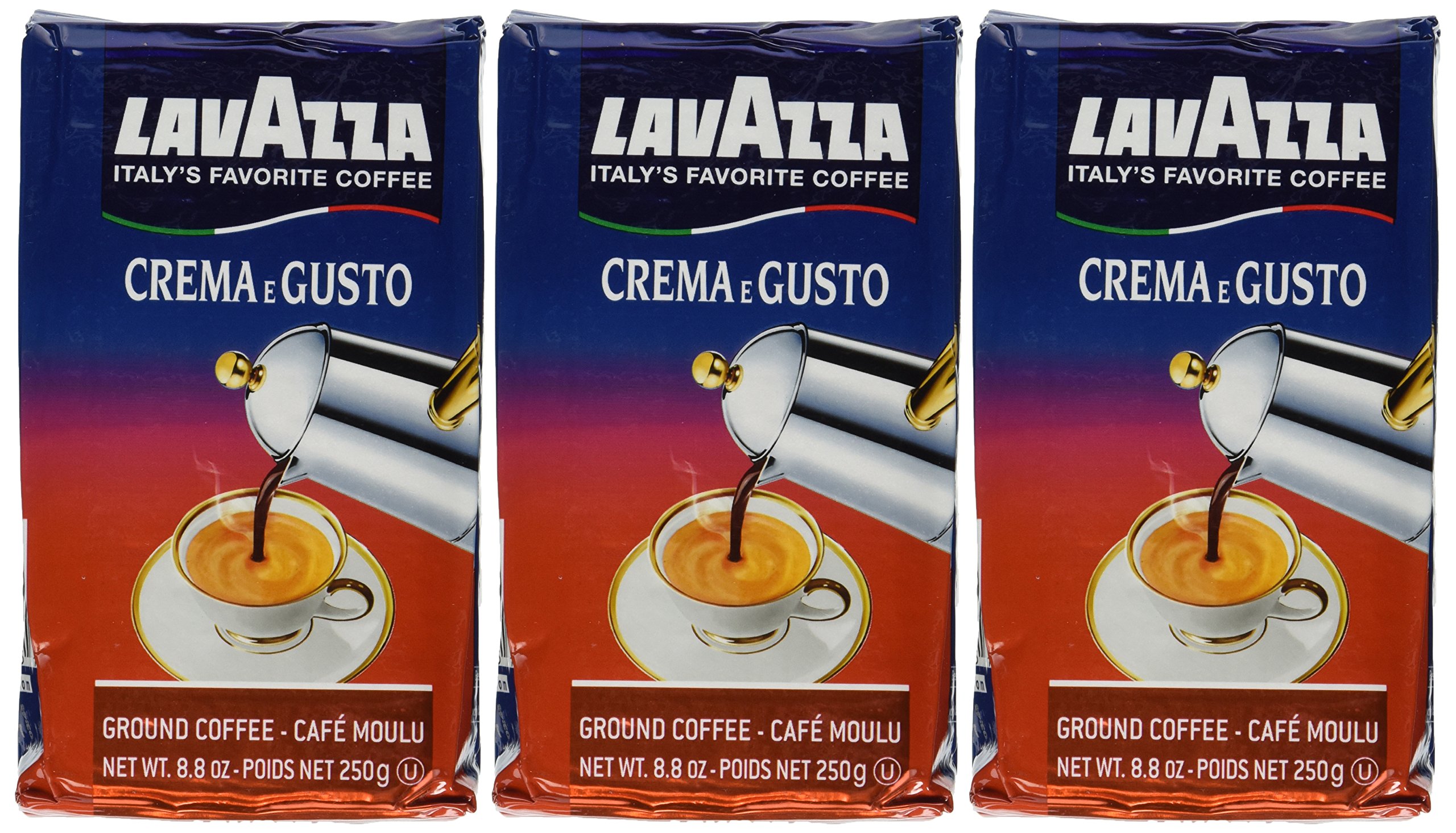 Lavazza medium_roast, Crema e Gusto Ground Coffee, Italian , 8.8-Ounce Bricks (Pack of 3)