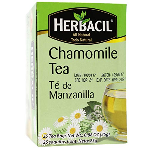 Herbacil Chamomile Tea, Made with Chamomile Flowers, Caffeine-Free, 3-pack of 25 bags per box (75 Tea Bags)