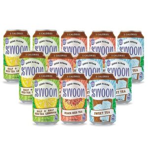 swoon iced tea variety pack - low carb, paleo-friendly, gluten-free keto drink - half + half iced tea lemonade, peach iced tea, and sweet tea - 12 fl oz (pack of 12)