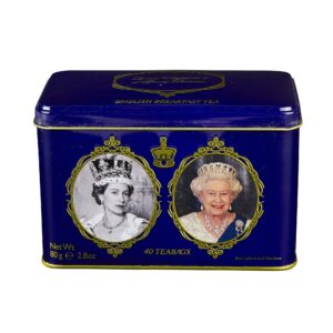 queen elizabeth ii tea tin with 40 english breakfast teabags