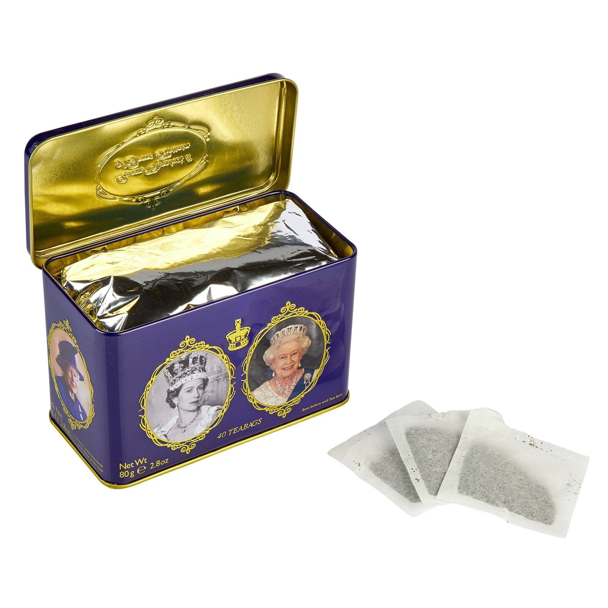 Queen Elizabeth II Tea Tin with 40 English Breakfast Teabags