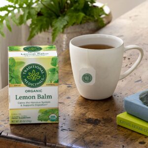 Traditional Medicinals Organic Lemon Balm Herbal Tea, Calming and Supports Digestion (Pack of 2) - 32 Tea Bags Total