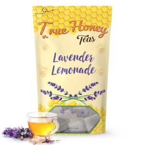 true honey lavender lemonade tea bags - tranquil tea for sleep, stress relief and calm - all natural organic chamomile herbal caffeine-free blended with honey crystals - 24 count