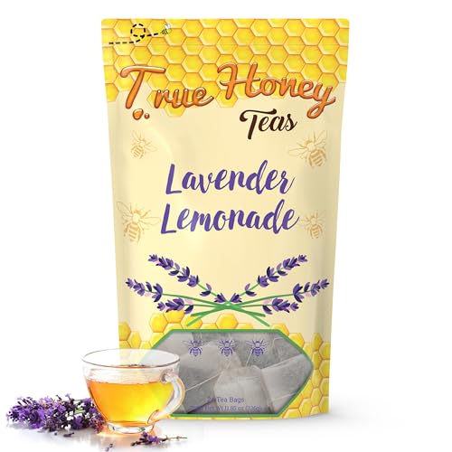 True Honey Lavender Lemonade Tea Bags - Tranquil Tea for Sleep, Stress Relief and Calm - All Natural Organic Chamomile Herbal Caffeine-Free Blended with Honey Crystals - 24 Count