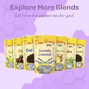 True Honey Lavender Lemonade Tea Bags - Tranquil Tea for Sleep, Stress Relief and Calm - All Natural Organic Chamomile Herbal Caffeine-Free Blended with Honey Crystals - 24 Count