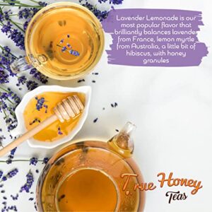 True Honey Lavender Lemonade Tea Bags - Tranquil Tea for Sleep, Stress Relief and Calm - All Natural Organic Chamomile Herbal Caffeine-Free Blended with Honey Crystals - 24 Count