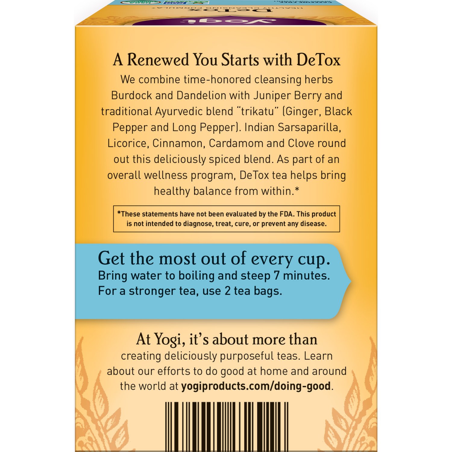 Yogi Tea DeTox Tea - 16 Tea Bags per Pack (4 Packs) - Organic Detox Tea for Digestive & Circulation Support - Includes Burdock, Dandelion, Ginger Root, Black Pepper, Cardamom & Juniper Berry