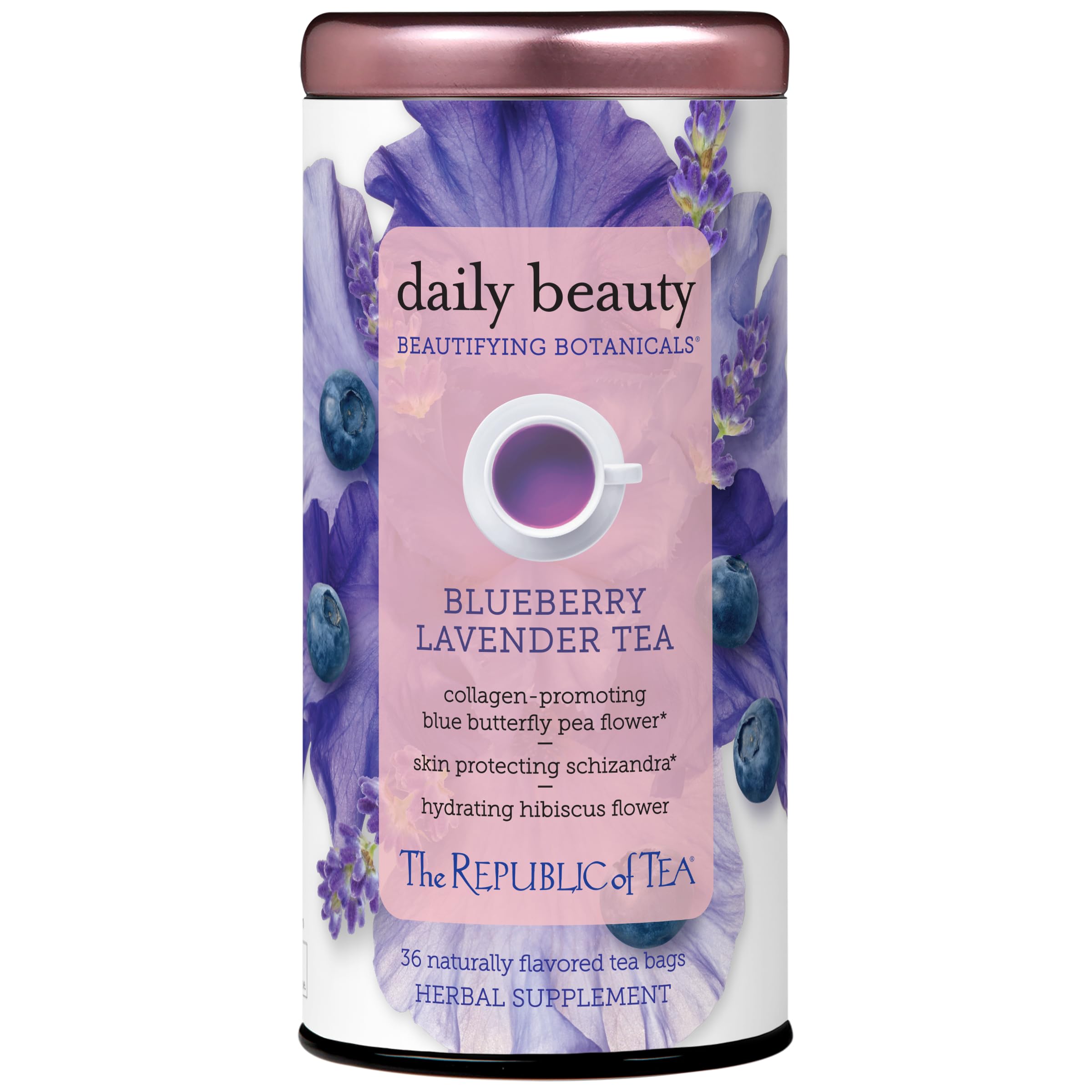 The Republic of Tea Beautifying Botanicals® Daily Beauty Blueberry Lavender Herbal Tea Bags(36 count)