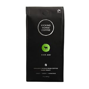 kicking horse coffee, kick ass, dark roast, whole bean, 10 oz