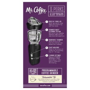 Mr. Coffee 12 Cup Electric Coffee Grinder with Multi Settings, Black, 3 Speed - IDS77