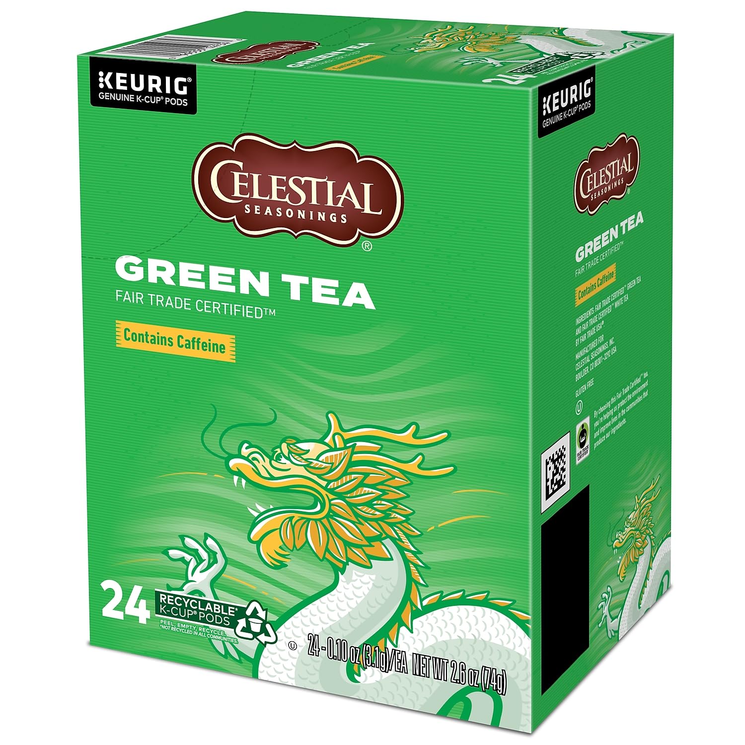 Celestial Seasonings Authentic Green Tea, K-Cup Portion Pack for Keurig K-Cup Brewers, 24-Count