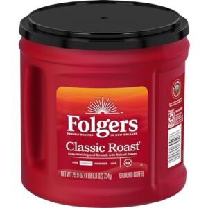 Folgers Classic Roast Medium Roast Ground Coffee, 25.9 Ounces (Pack of 6)