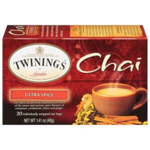 Twinings Ultra Spice Chai Tea Bags - Individually Wrapped, Black Tea with Cinnamon, Ginger, Cardamon & Clove, 20 Count (Pack of 3)