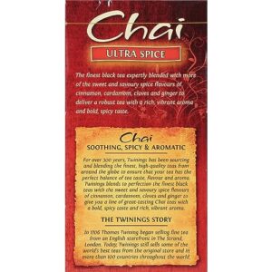 Twinings Ultra Spice Chai Tea Bags - Individually Wrapped, Black Tea with Cinnamon, Ginger, Cardamon & Clove, 20 Count (Pack of 3)