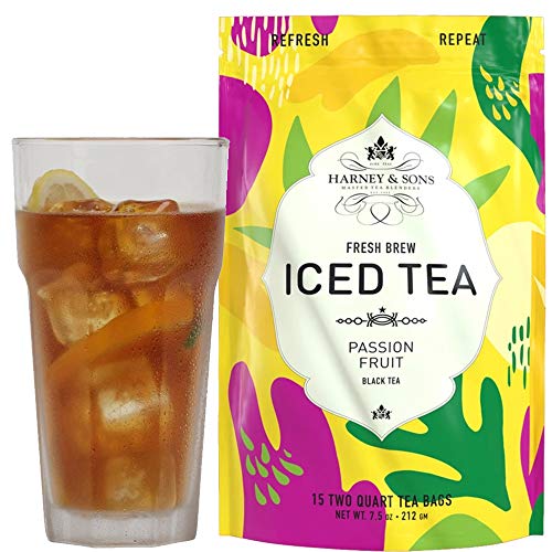 Harney & Sons Fresh Brew Iced Large Two Tea Bags of Black Tea, Passion Fruit, 15 Count