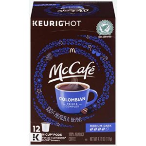 mccafe colombian keurig k cup coffee pods (12 count, 4.12 oz box)