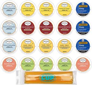 by the cup twinings herbal & decaffeinated sampler assorted keurig 2.0 k-cups with by the cup honey sticks, 20 count