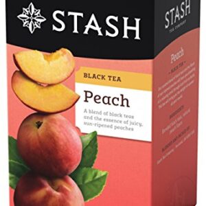 Stash Tea Peach Black Tea, 6 Boxes With 20 Tea Bags Each (120 Tea Bags Total)