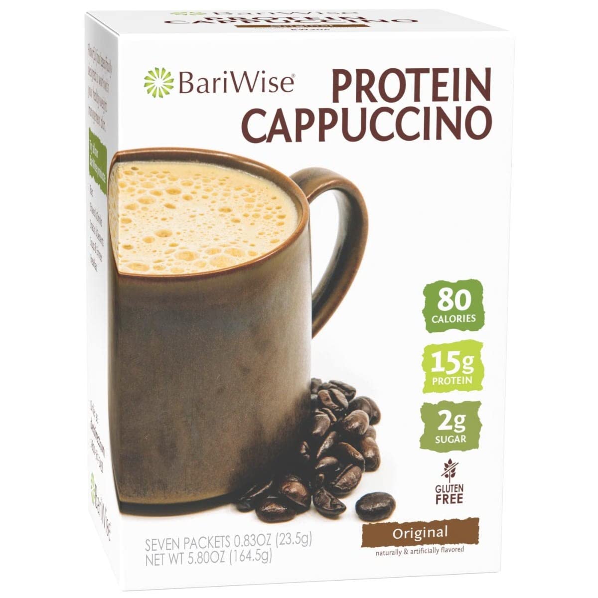 BariWise Protein Hot Drink Cappuccino Mix, Original, Low Sugar, Gluten Free, Keto Friendly & Low Carb (7ct)