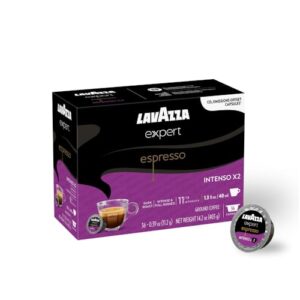 Lavazza Expert Espresso Intenso x2 Coffee Capsules, Intense, Dark Roast, Arabica, Robusta, notes of dried fruit, Intensity 11 out 13, Blended and Roasted in Italy, (36 Capsules)