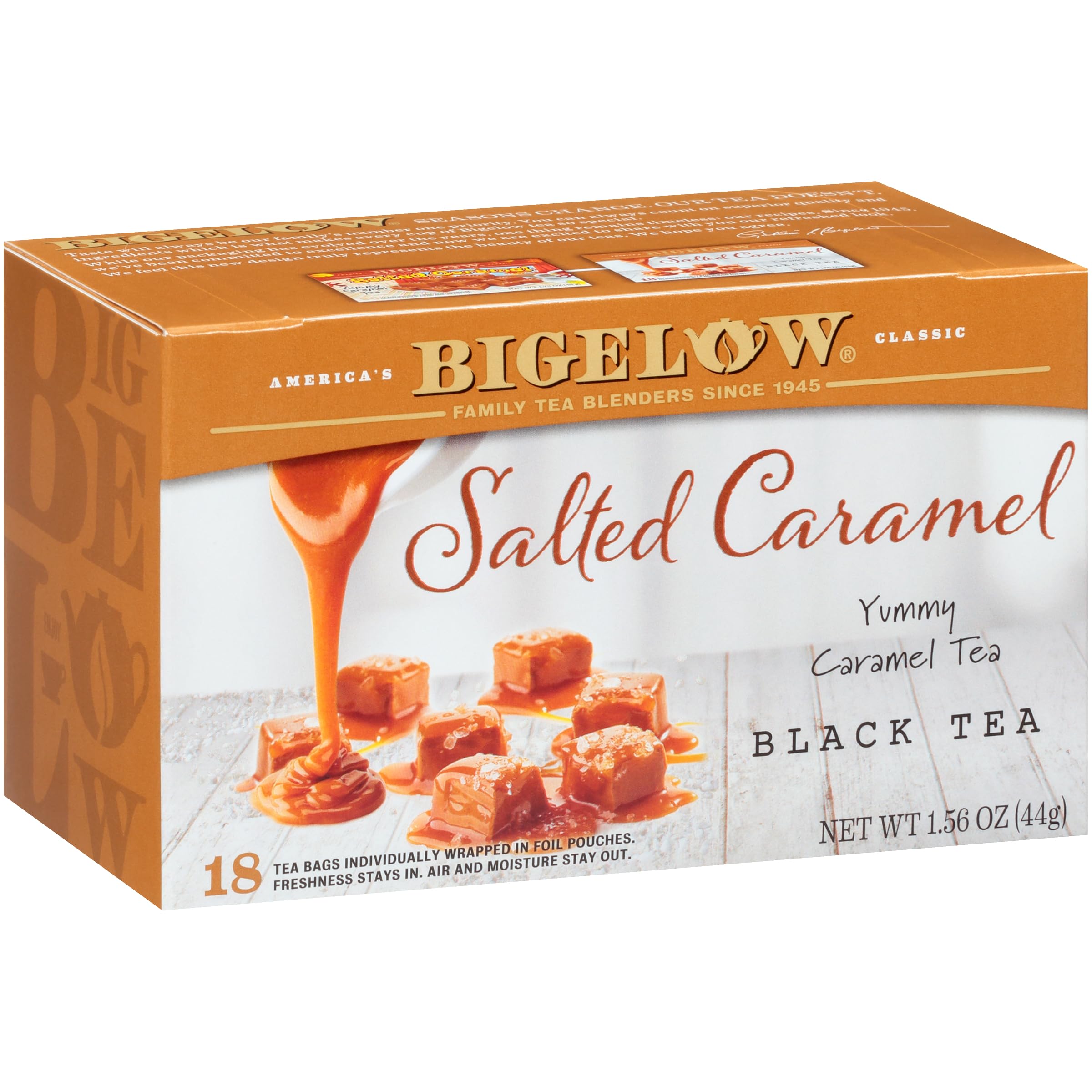 Bigelow Tea Salted Caramel Black Tea, Caffeinated, 18 Count (Pack of 6), 108 Total Tea Bags