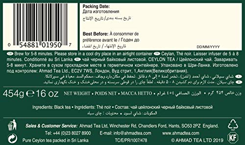 Ahmad Tea Black Tea, Ceylon Loose Leaf, 454g - Caffeinated & Sugar-Free