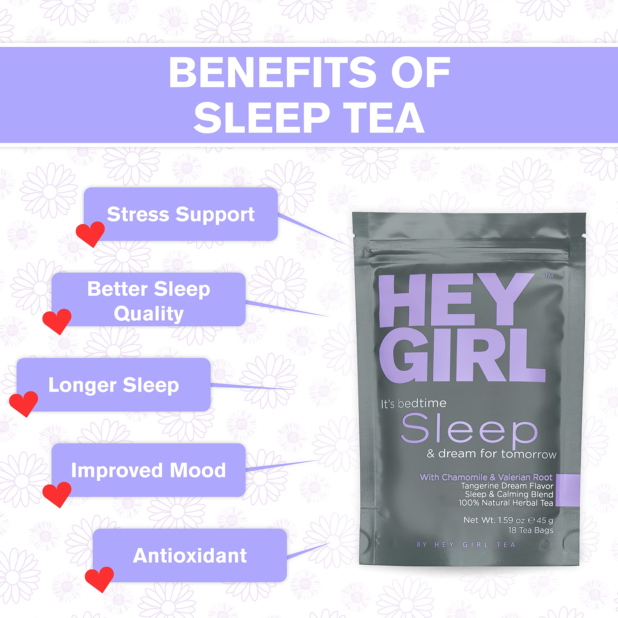 Sleep Tea for Bedtime - Calming Sleepytime Herbal Tea w/Valerian Root, Chamomile, Passion Flower, Lemon Balm - Relaxing Natural Nighty Night Sleeping Tea - Relaxation Self Care Gifts for Women