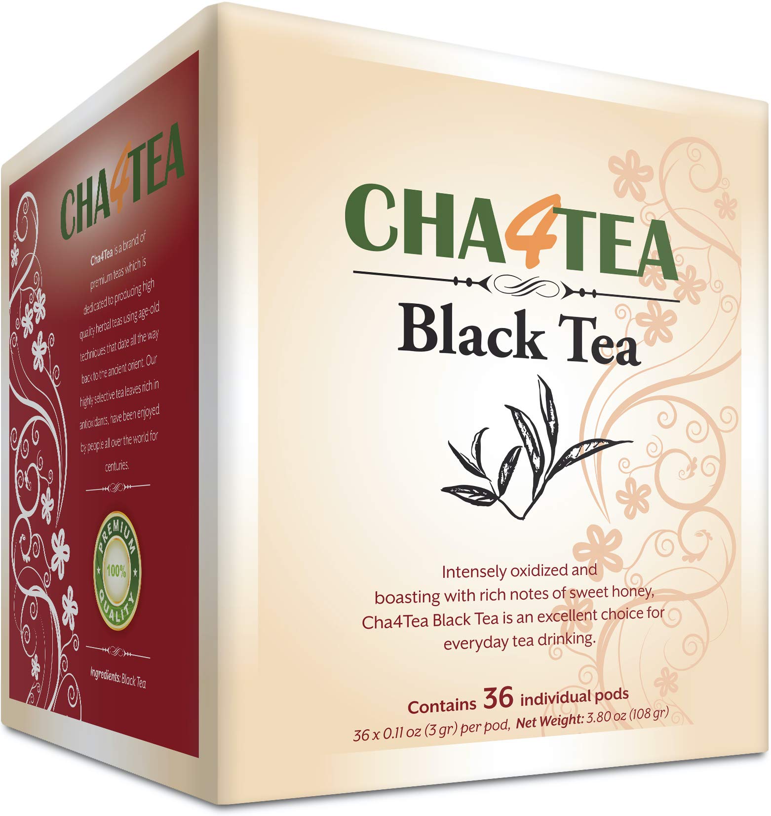 Cha4TEA 36-Count Black Tea Pods for Keurig K-Cup Brewers