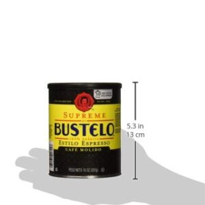 SUPREME BUSTELO ESPRESSO GROUND COFFEE CAFFEINE CAN 10 OZ - 0074471017152