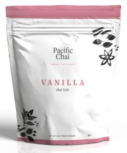 pacific chai vanilla chai latte powder mix, instant hot, iced or blended vanilla chai tea latte, 3 lb (pack of 1)