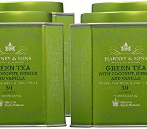 Harney & Sons Green Tea with Coconut, Ginger and Vanilla, 30 Sachets (75 g), 6.7 Ounce