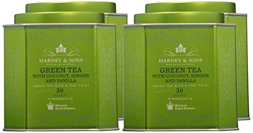 Harney & Sons Green Tea with Coconut, Ginger and Vanilla, 30 Sachets (75 g), 6.7 Ounce