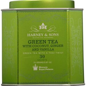 Harney & Sons Green Tea with Coconut, Ginger and Vanilla, 30 Sachets (75 g), 6.7 Ounce